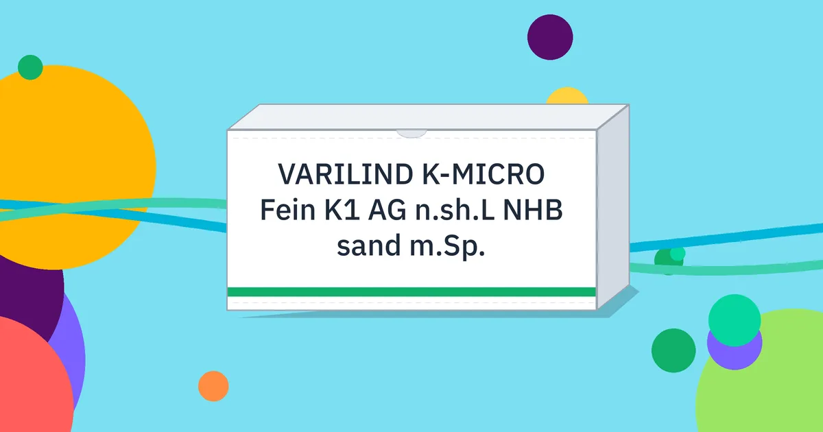 Symbolbild: Packung mit der Aufschrift VARILIND K-MICRO Fein K1 AG n.sh.L NHB sand m.Sp. (PZN 20554396) – Verfügbarkeit und Bezug in Apotheken in Frankfurt am Main