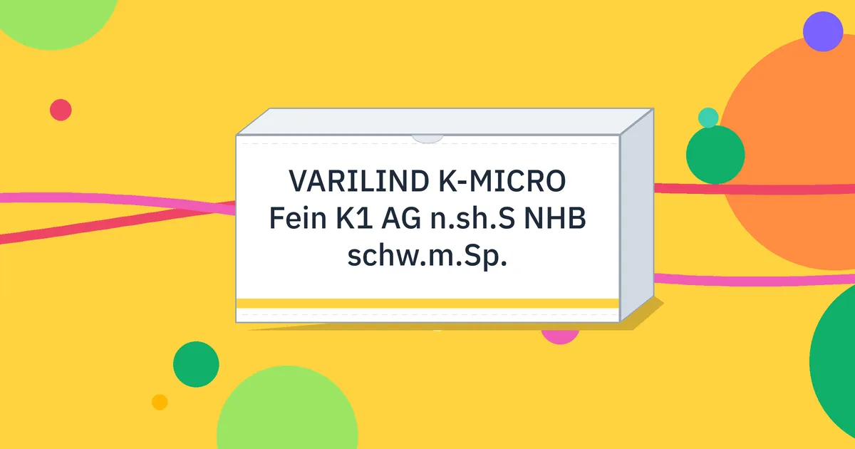 Symbolbild: Packung mit der Aufschrift VARILIND K-MICRO Fein K1 AG n.sh.S NHB schw.m.Sp. (PZN 20618498) – Verfügbarkeit und Bezug in Apotheken in Frankfurt am Main