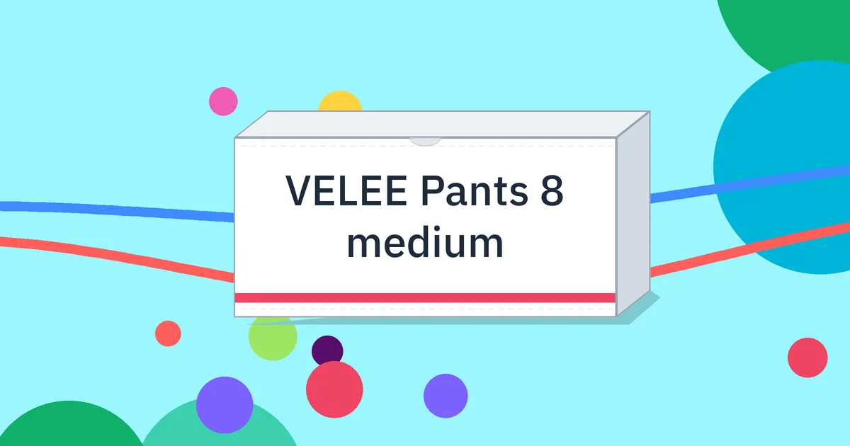 Symbolbild: Packung mit der Aufschrift VELEE Pants 8 medium (PZN 20340301) – Verfügbarkeit und Bezug in Apotheken in Frankfurt am Main