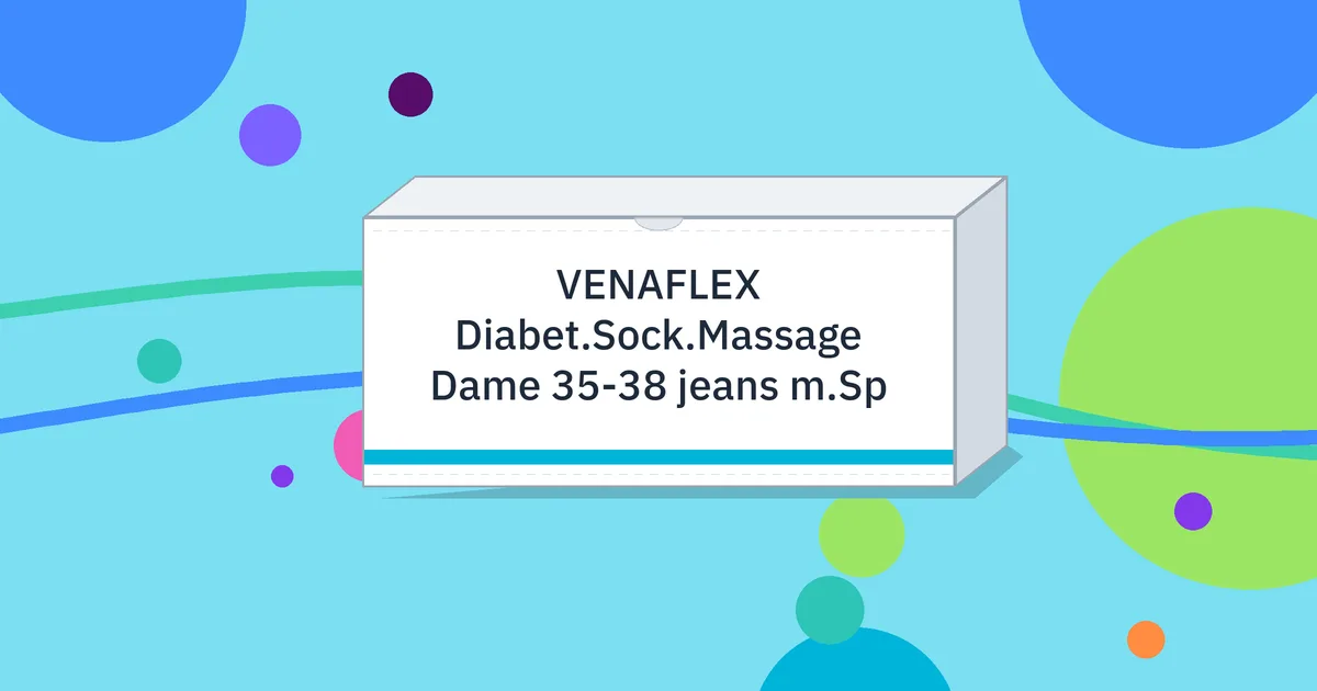 Symbolbild: Packung mit der Aufschrift VENAFLEX Diabet.Sock.Massage Dame 35-38 jeans m.Sp (PZN 18309471) – Verfügbarkeit und Bezug in Apotheken in Frankfurt am Main