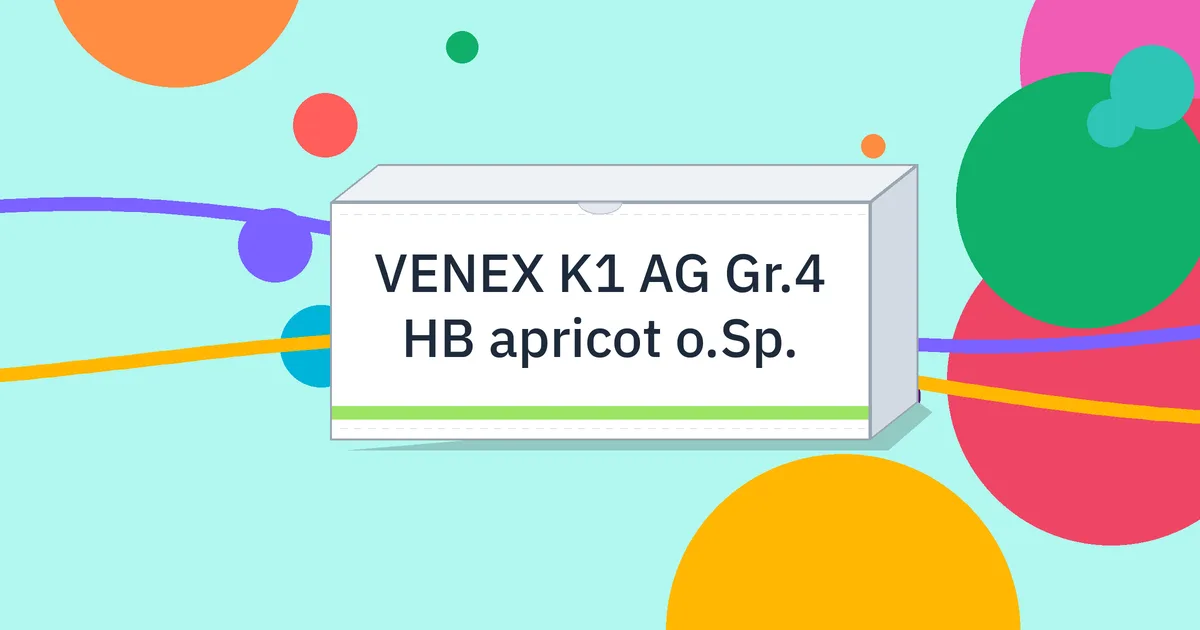 Symbolbild: Packung mit der Aufschrift VENEX K1 AG Gr.4 HB apricot o.Sp. (PZN 03193241) – Verfügbarkeit und Bezug in Apotheken in Frankfurt am Main