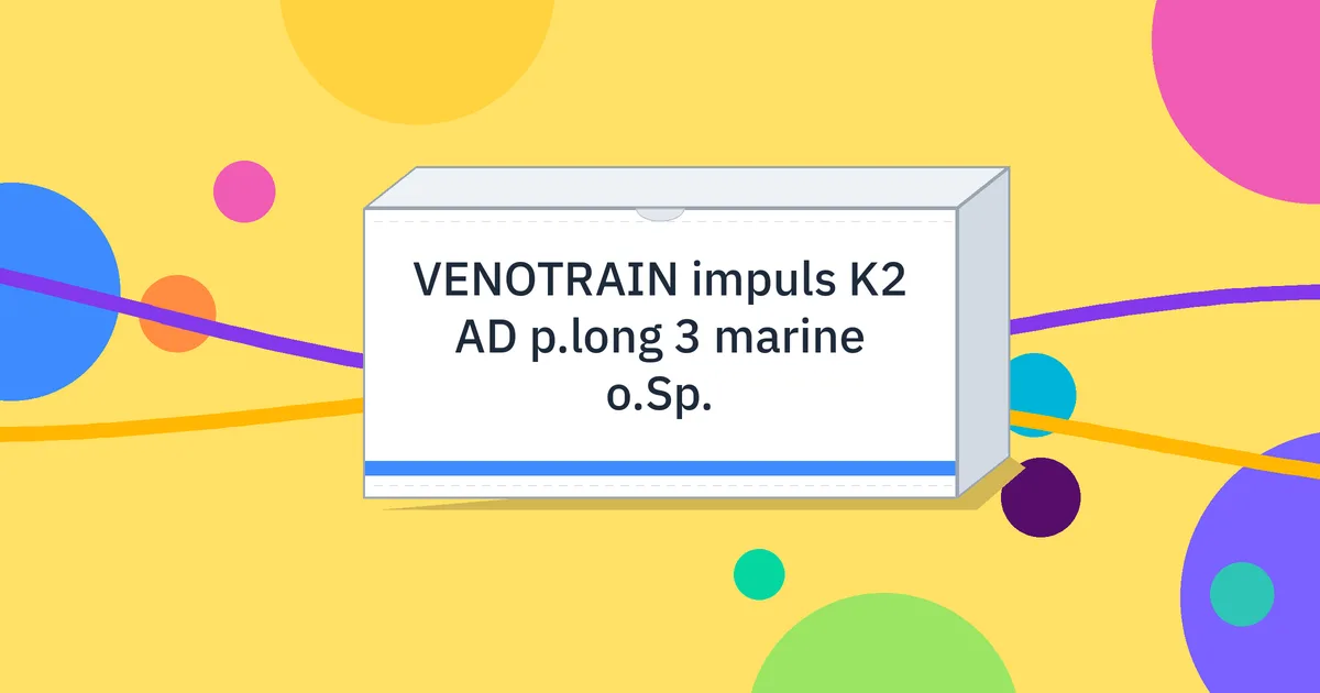 Symbolbild: Packung mit der Aufschrift VENOTRAIN impuls K2 AD p.long 3 marine o.Sp. (PZN 15221563) – Verfügbarkeit und Bezug in Apotheken in Frankfurt am Main