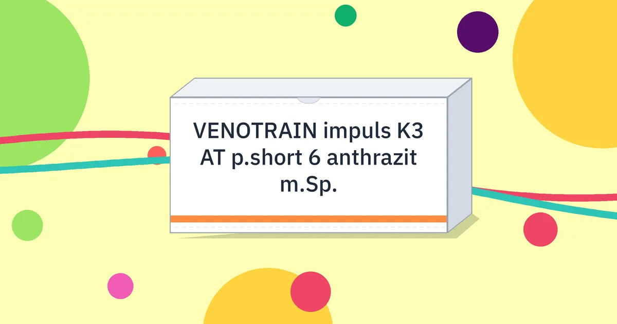 Symbolbild: Packung mit der Aufschrift VENOTRAIN impuls K3 AT p.short 6 anthrazit m.Sp. (PZN 19356886) – Verfügbarkeit und Bezug in Apotheken in Frankfurt am Main
