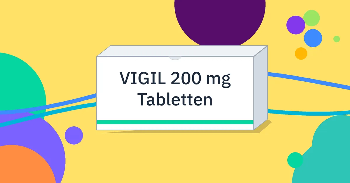 Symbolbild: Packung mit der Aufschrift VIGIL 200 mg Tabletten (PZN 05357304) – Verfügbarkeit und Bezug in Apotheken in Frankfurt am Main