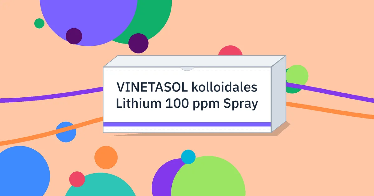 Symbolbild: Packung mit der Aufschrift VINETASOL kolloidales Lithium 100 ppm Spray (PZN 19266901) – Verfügbarkeit und Bezug in Apotheken in Frankfurt am Main