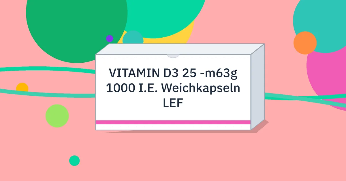 Symbolbild: Packung mit der Aufschrift VITAMIN D3 25 -m63g 1000 I.E. Weichkapseln LEF (PZN 17952555) – Verfügbarkeit und Bezug in Apotheken in Frankfurt am Main