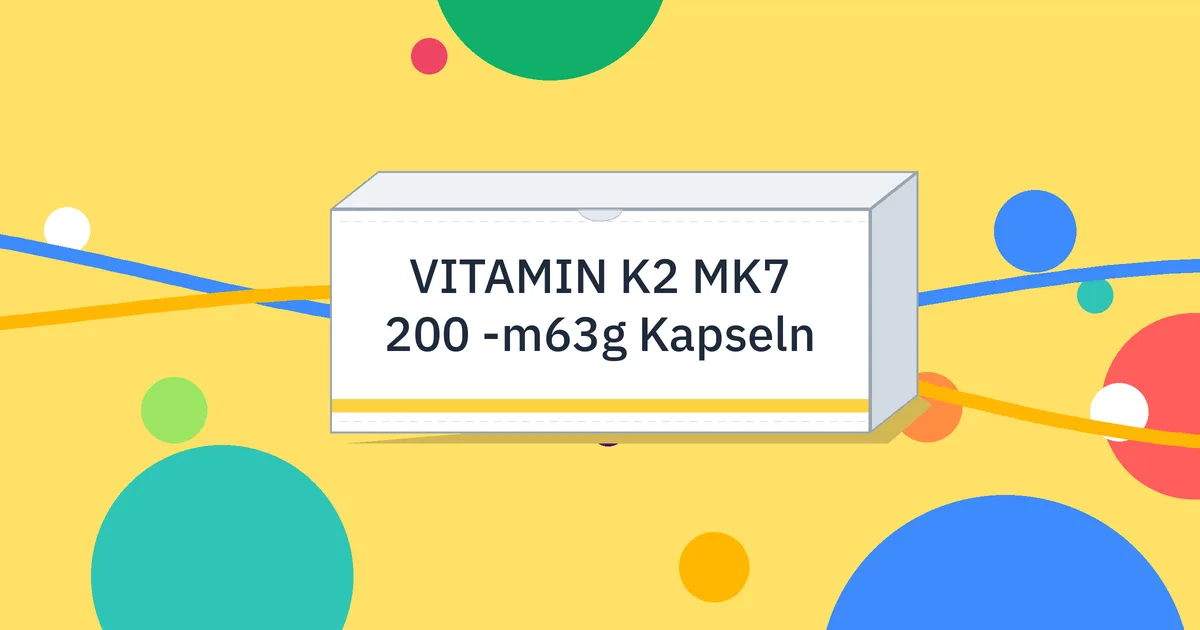 Symbolbild: Packung mit der Aufschrift VITAMIN K2 MK7 200 -m63g Kapseln (PZN 15738378) – Verfügbarkeit und Bezug in Apotheken in Frankfurt am Main