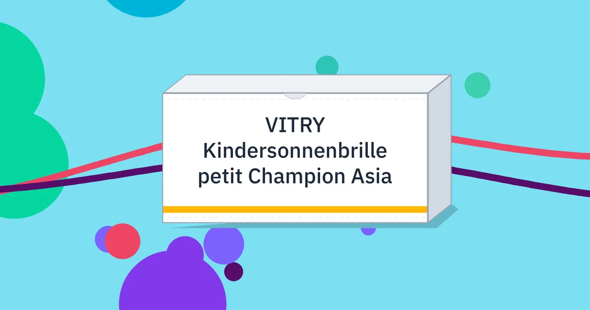 Symbolbild: Packung mit der Aufschrift VITRY Kindersonnenbrille petit Champion Asia (PZN 18452843) – Verfügbarkeit und Bezug in Apotheken in Frankfurt am Main