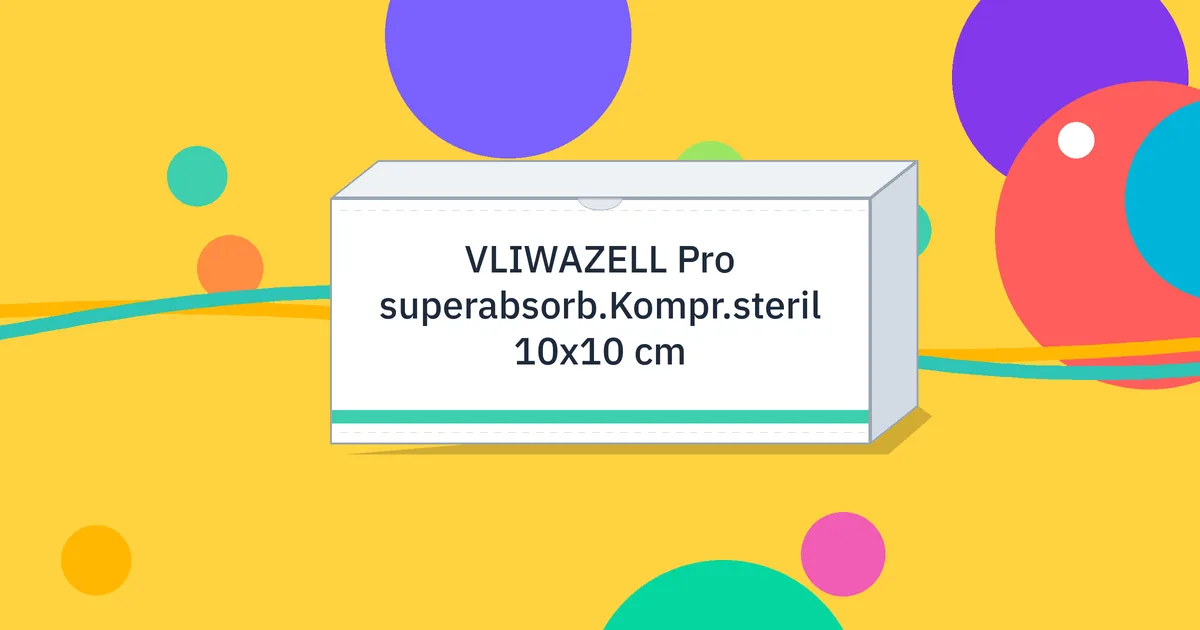 Symbolbild: Packung mit der Aufschrift VLIWAZELL Pro superabsorb.Kompr.steril 10x10 cm (PZN 17619241) – Verfügbarkeit und Bezug in Apotheken in Frankfurt am Main