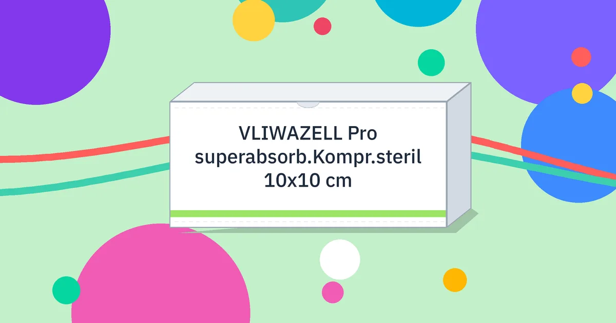Symbolbild: Packung mit der Aufschrift VLIWAZELL Pro superabsorb.Kompr.steril 10x10 cm (PZN 14005142) – Verfügbarkeit und Bezug in Apotheken in Frankfurt am Main