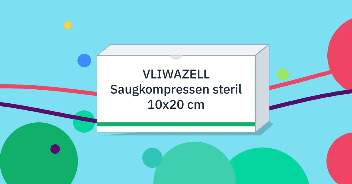 Symbolbild: Packung mit der Aufschrift VLIWAZELL Saugkompressen steril 10x20 cm (PZN 19503784) – Verfügbarkeit und Bezug in Apotheken in Frankfurt am Main