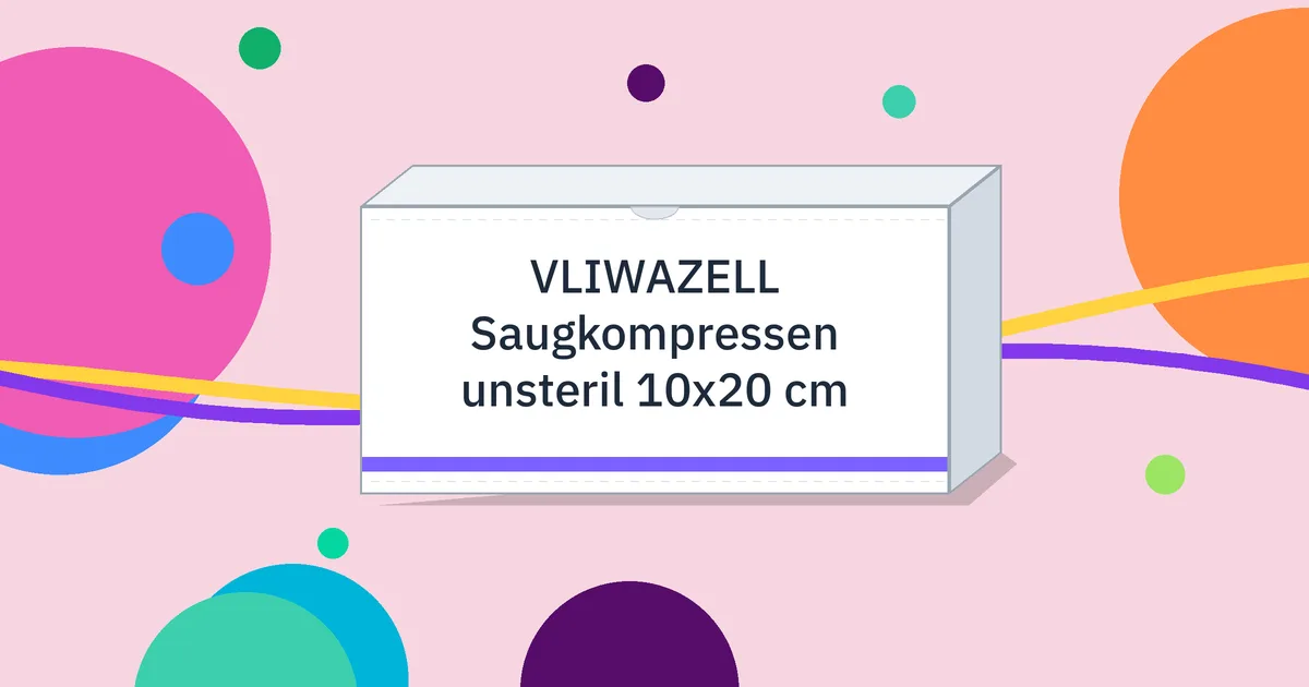 Symbolbild: Packung mit der Aufschrift VLIWAZELL Saugkompressen unsteril 10x20 cm (PZN 17834301) – Verfügbarkeit und Bezug in Apotheken in Frankfurt am Main