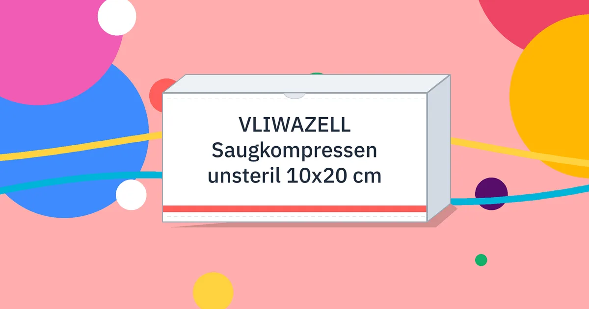 Symbolbild: Packung mit der Aufschrift VLIWAZELL Saugkompressen unsteril 10x20 cm (PZN 00809658) – Verfügbarkeit und Bezug in Apotheken in Frankfurt am Main