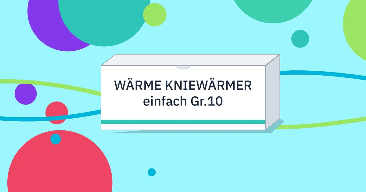 Symbolbild: Packung mit der Aufschrift WÄRME KNIEWÄRMER einfach Gr.10 (PZN 02446237) – Verfügbarkeit und Bezug in Apotheken in Frankfurt am Main