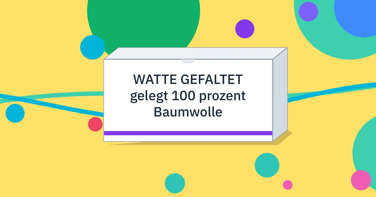 Symbolbild: Packung mit der Aufschrift WATTE GEFALTET gelegt 100 prozent Baumwolle (PZN 18715030) – Verfügbarkeit und Bezug in Apotheken in Frankfurt am Main