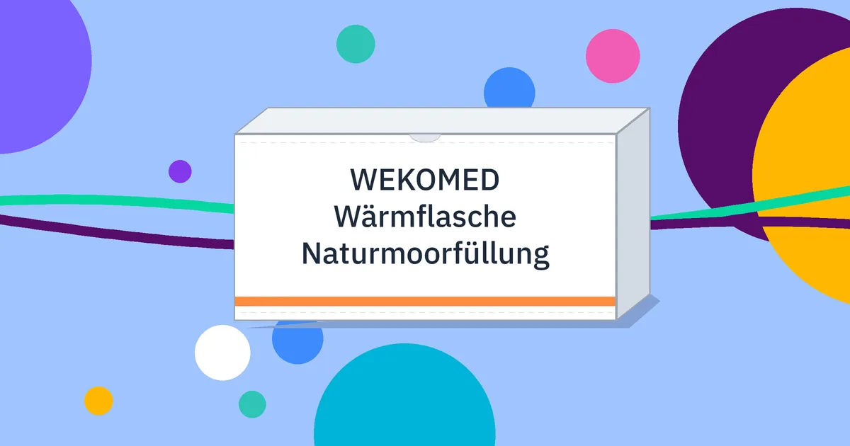Symbolbild: Packung mit der Aufschrift WEKOMED Wärmflasche Naturmoorfüllung (PZN 00270745) – Verfügbarkeit und Bezug in Apotheken in Frankfurt am Main