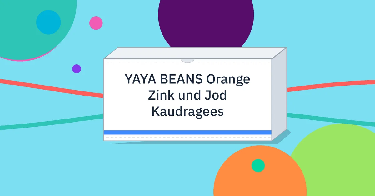 Symbolbild: Packung mit der Aufschrift YAYA BEANS Orange Zink und Jod Kaudragees (PZN 12394895) – Verfügbarkeit und Bezug in Apotheken in Frankfurt am Main
