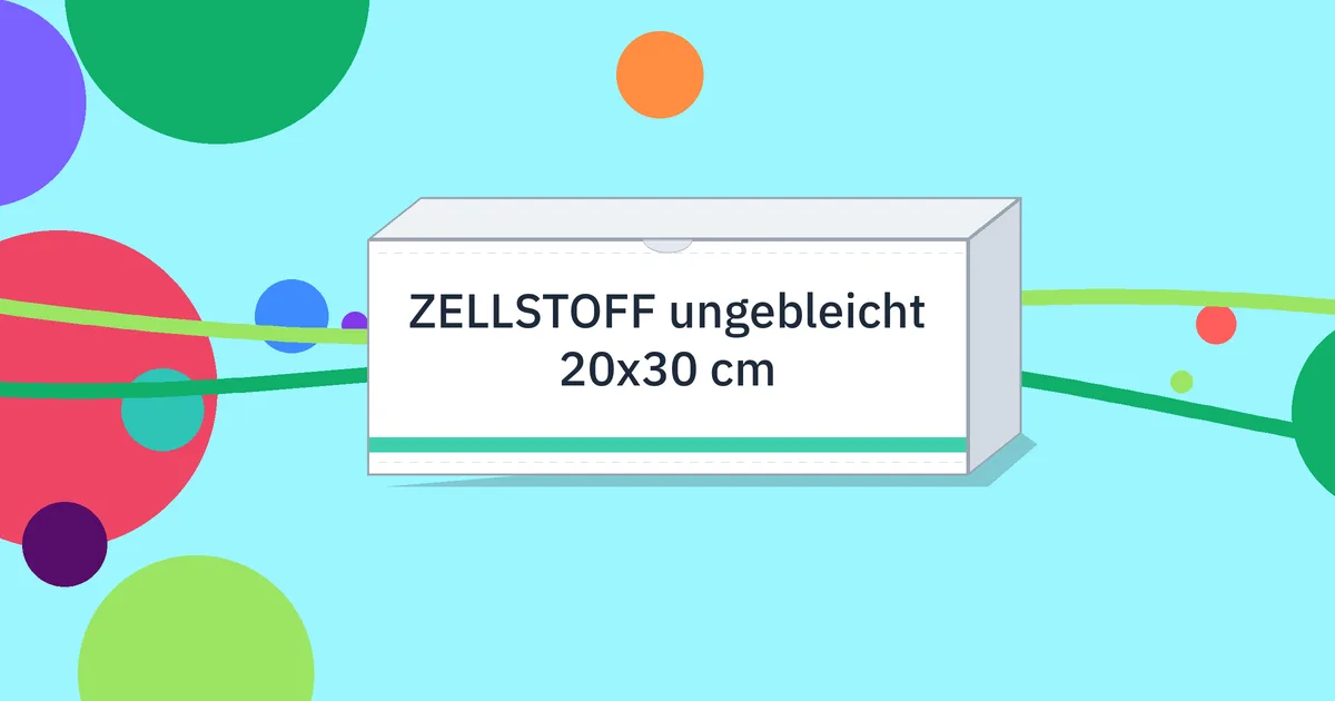 Symbolbild: Packung mit der Aufschrift ZELLSTOFF ungebleicht 20x30 cm (PZN 07211591) – Verfügbarkeit und Bezug in Apotheken in Frankfurt am Main