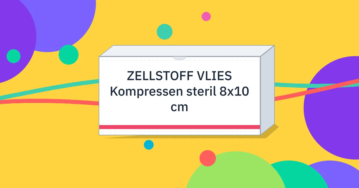 Symbolbild: Packung mit der Aufschrift ZELLSTOFF VLIES Kompressen steril 8x10 cm (PZN 04050182) – Verfügbarkeit und Bezug in Apotheken in Frankfurt am Main