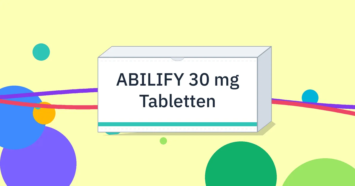 Symbolbild: Packung mit der Aufschrift ABILIFY 30 mg Tabletten (PZN 00970833) – Verfügbarkeit und Bezug in Apotheken in Frankfurt am Main