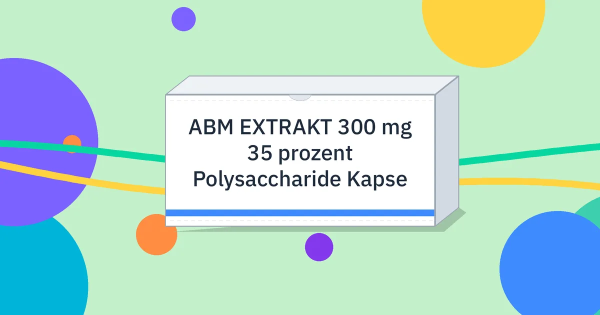 Symbolbild: Packung mit der Aufschrift ABM EXTRAKT 300 mg 35 prozent Polysaccharide Kapse (PZN 13569055) – Verfügbarkeit und Bezug in Apotheken in Frankfurt am Main