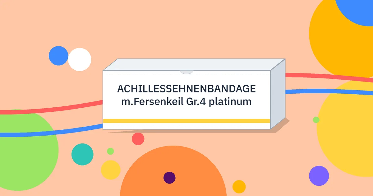 Symbolbild: Packung mit der Aufschrift ACHILLESSEHNENBANDAGE m.Fersenkeil Gr.4 platinum (PZN 13827066) – Verfügbarkeit und Bezug in Apotheken in Frankfurt am Main