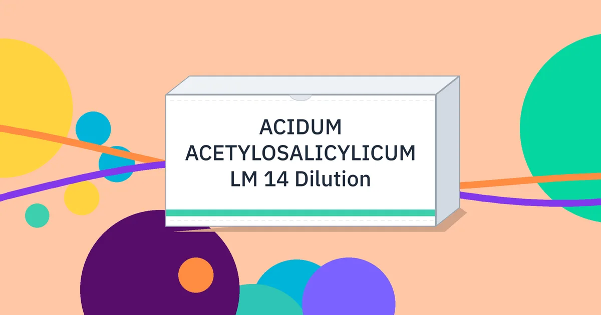 Symbolbild: Packung mit der Aufschrift ACIDUM ACETYLOSALICYLICUM LM 14 Dilution (PZN 13267963) – Verfügbarkeit und Bezug in Apotheken in Frankfurt am Main