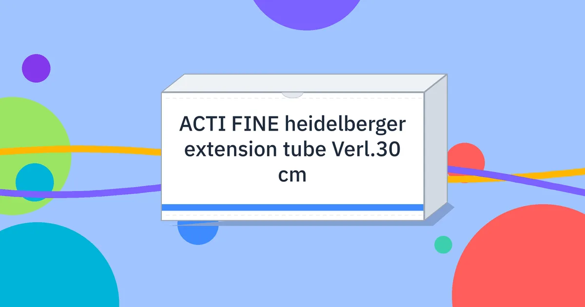 Symbolbild: Packung mit der Aufschrift ACTI FINE heidelberger extension tube Verl.30 cm (PZN 07659423) – Verfügbarkeit und Bezug in Apotheken in Frankfurt am Main