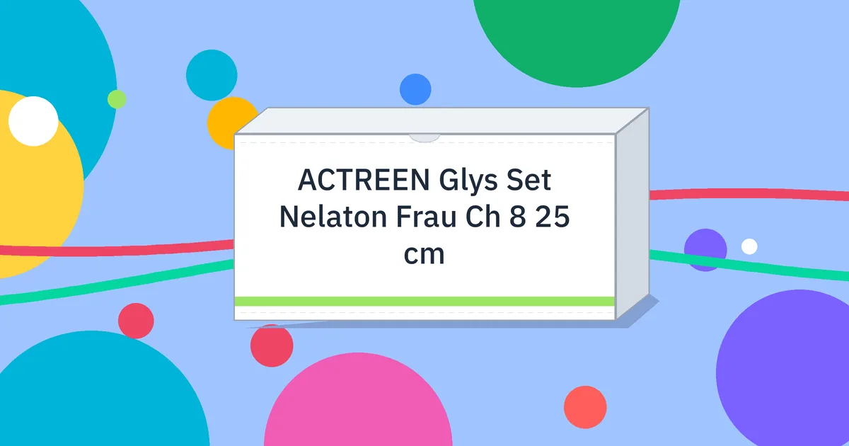 Symbolbild: Packung mit der Aufschrift ACTREEN Glys Set Nelaton Frau Ch 8 25 cm (PZN 00582315) – Verfügbarkeit und Bezug in Apotheken in Frankfurt am Main