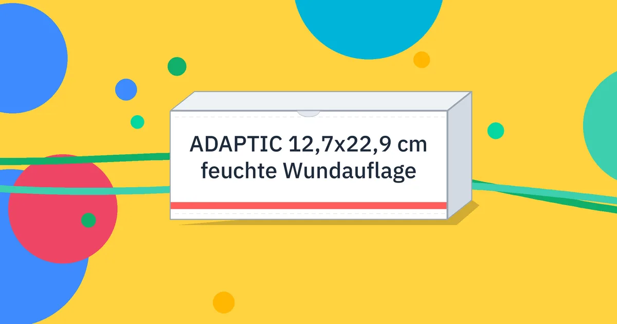 Symbolbild: Packung mit der Aufschrift ADAPTIC 12,7x22,9 cm feuchte Wundauflage (PZN 19697908) – Verfügbarkeit und Bezug in Apotheken in Frankfurt am Main