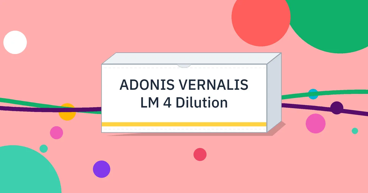 Symbolbild: Packung mit der Aufschrift ADONIS VERNALIS LM 4 Dilution (PZN 12754804) – Verfügbarkeit und Bezug in Apotheken in Frankfurt am Main
