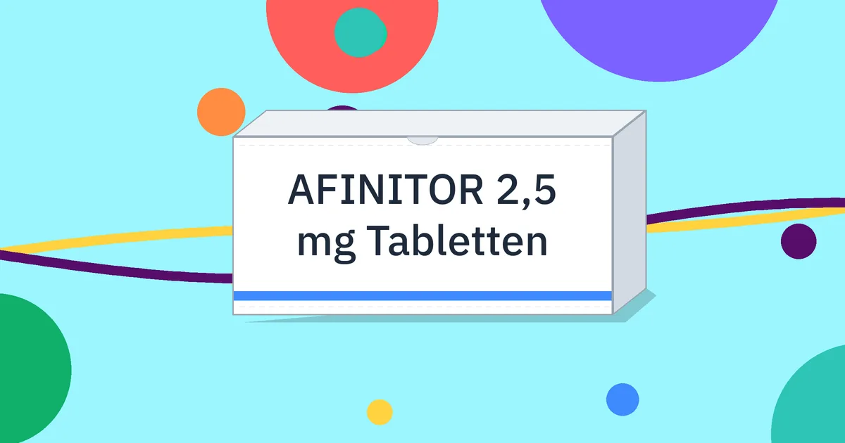 Symbolbild: Packung mit der Aufschrift AFINITOR 2,5 mg Tabletten (PZN 09911772) – Verfügbarkeit und Bezug in Apotheken in Frankfurt am Main