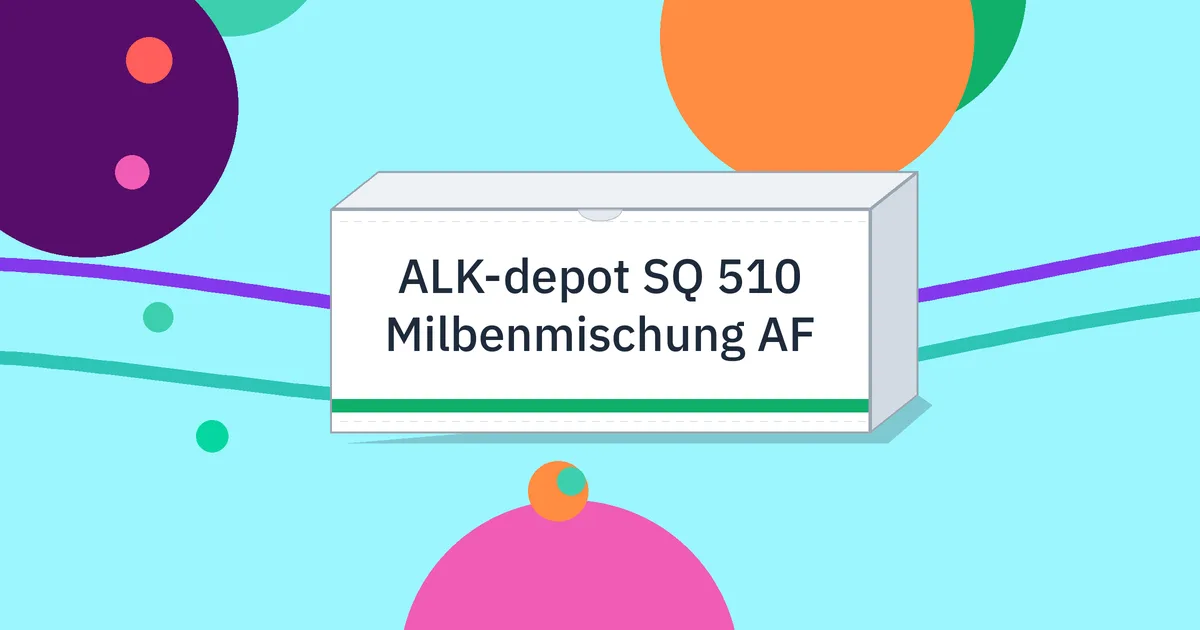 Symbolbild: Packung mit der Aufschrift ALK-depot SQ 510 Milbenmischung AF (PZN 03872746) – Verfügbarkeit und Bezug in Apotheken in Frankfurt am Main