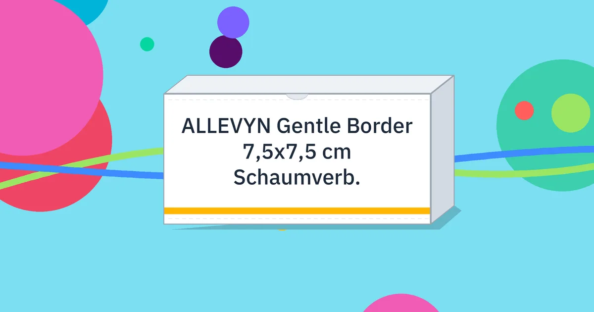 Symbolbild: Packung mit der Aufschrift ALLEVYN Gentle Border 7,5x7,5 cm Schaumverb. (PZN 16146326) – Verfügbarkeit und Bezug in Apotheken in Frankfurt am Main