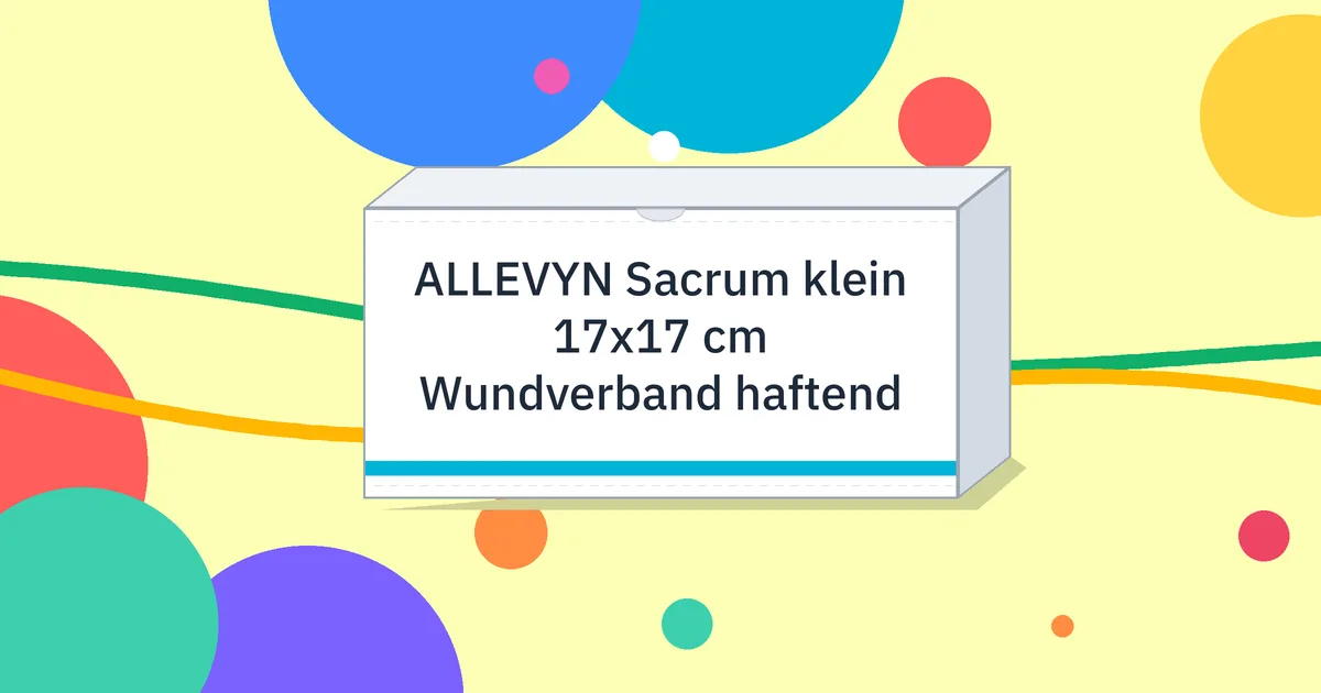 Symbolbild: Packung mit der Aufschrift ALLEVYN Sacrum klein 17x17 cm Wundverband haftend (PZN 16865475) – Verfügbarkeit und Bezug in Apotheken in Frankfurt am Main