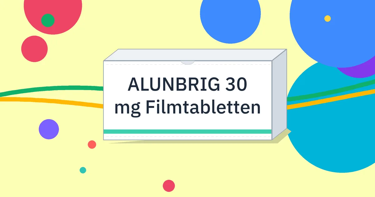 Symbolbild: Packung mit der Aufschrift ALUNBRIG 30 mg Filmtabletten (PZN 15232029) – Verfügbarkeit und Bezug in Apotheken in Frankfurt am Main