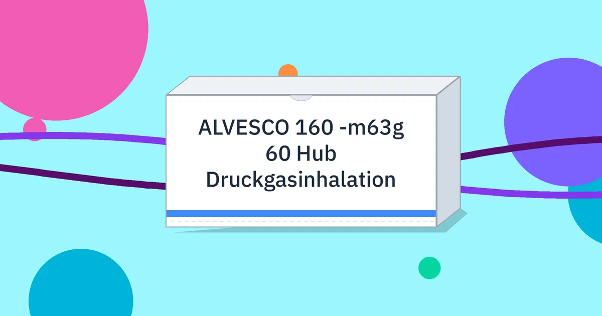 Symbolbild: Packung mit der Aufschrift ALVESCO 160 -m63g 60 Hub Druckgasinhalation (PZN 15889835) – Verfügbarkeit und Bezug in Apotheken in Frankfurt am Main