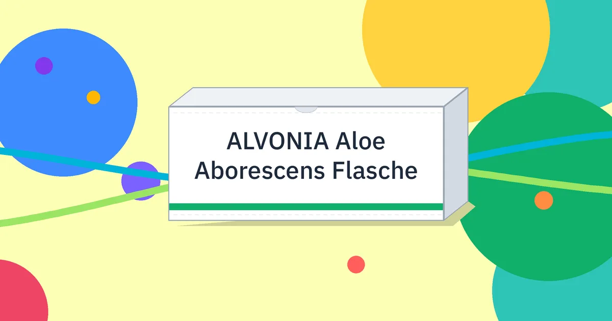 Symbolbild: Packung mit der Aufschrift ALVONIA Aloe Aborescens Flasche (PZN 19627411) – Verfügbarkeit und Bezug in Apotheken in Frankfurt am Main