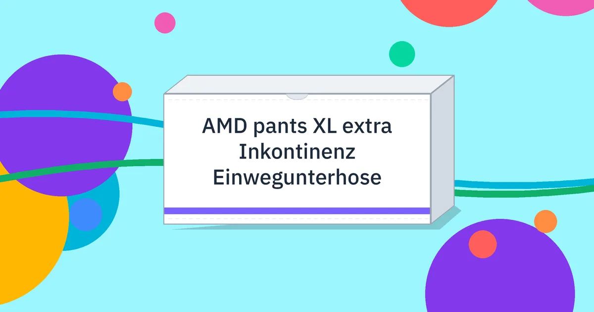Symbolbild: Packung mit der Aufschrift AMD pants XL extra Inkontinenz Einwegunterhose (PZN 15867816) – Verfügbarkeit und Bezug in Apotheken in Frankfurt am Main