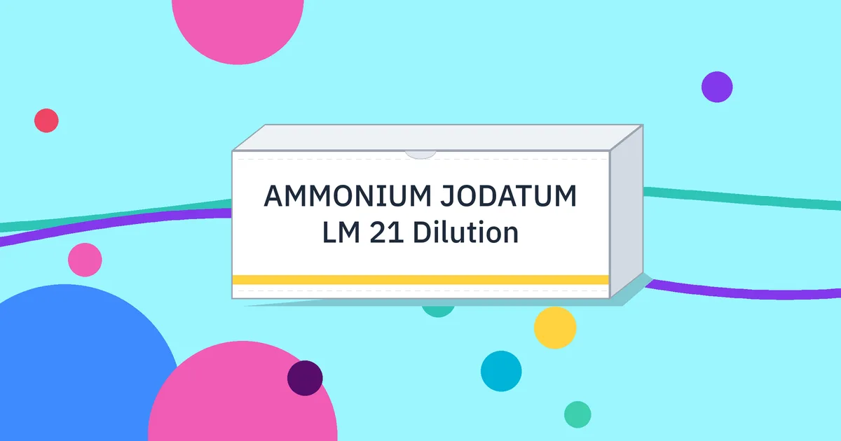 Symbolbild: Packung mit der Aufschrift AMMONIUM JODATUM LM 21 Dilution (PZN 13321438) – Verfügbarkeit und Bezug in Apotheken in Frankfurt am Main