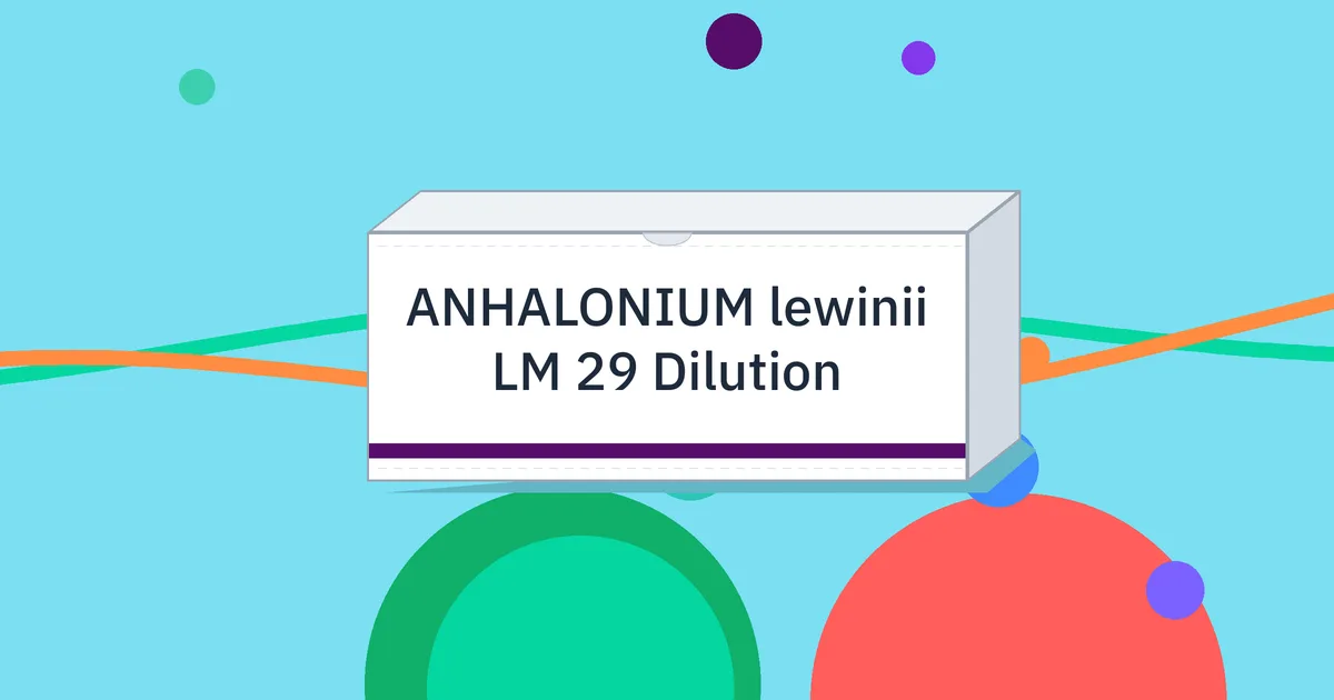 Symbolbild: Packung mit der Aufschrift ANHALONIUM lewinii LM 29 Dilution (PZN 13369103) – Verfügbarkeit und Bezug in Apotheken in Frankfurt am Main