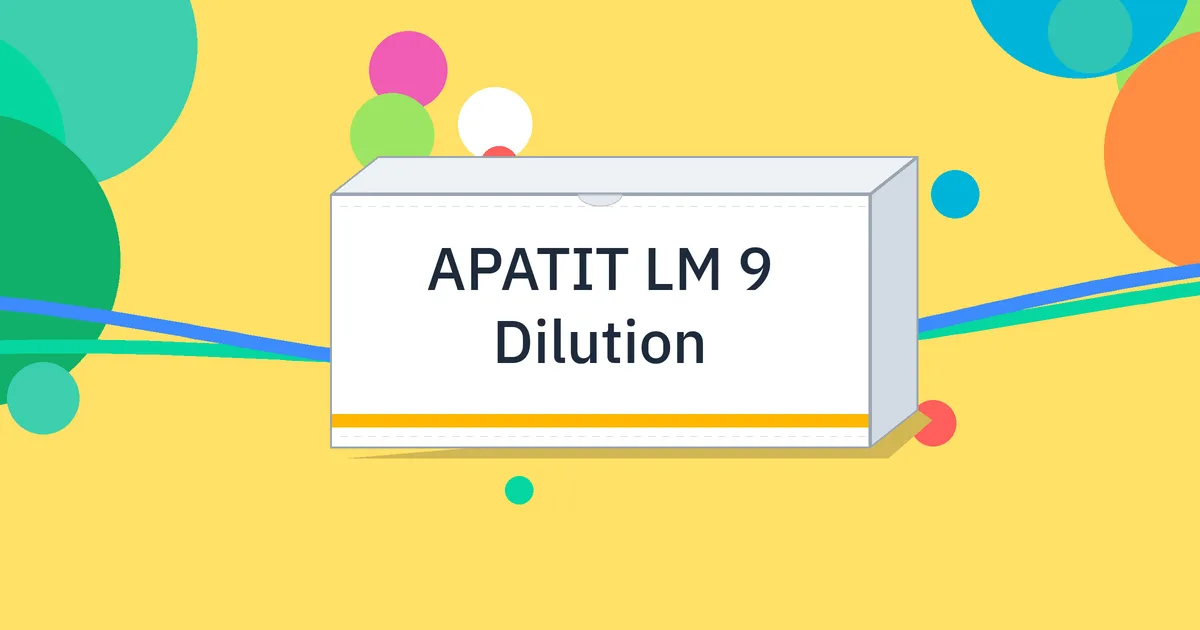 Symbolbild: Packung mit der Aufschrift APATIT LM 9 Dilution (PZN 13377232) – Verfügbarkeit und Bezug in Apotheken in Frankfurt am Main