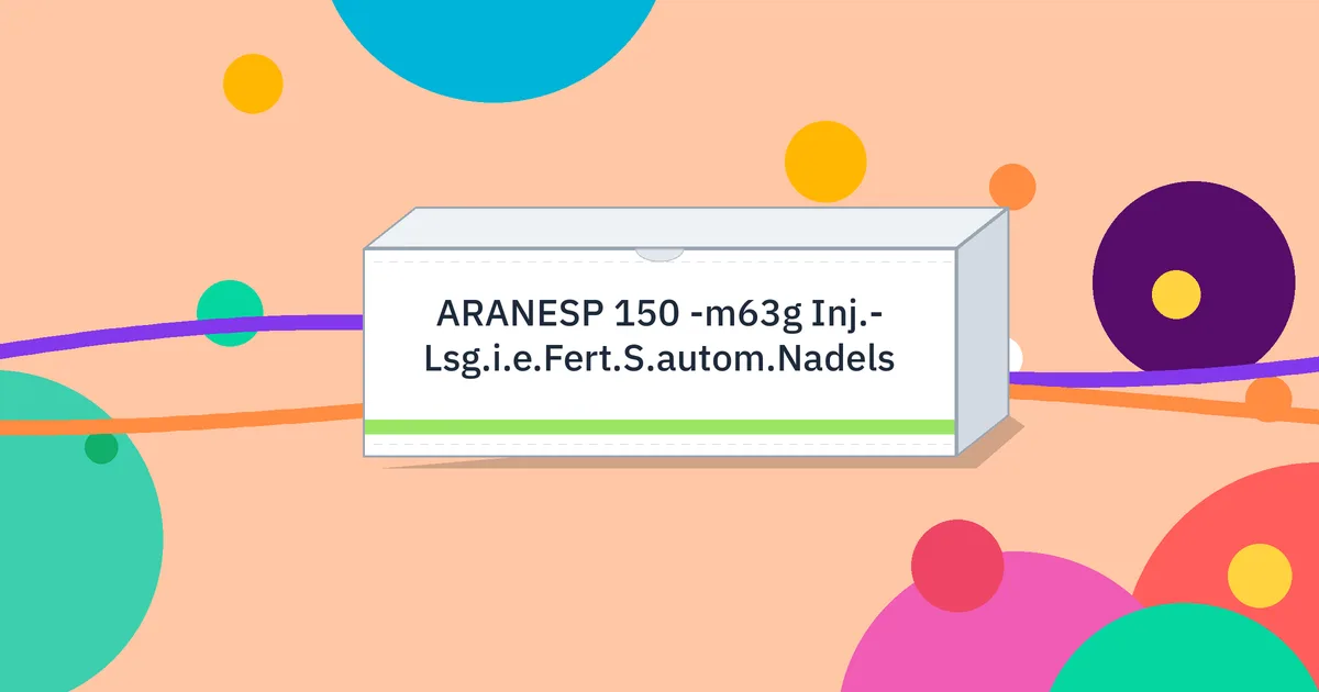 Symbolbild: Packung mit der Aufschrift ARANESP 150 -m63g Inj.-Lsg.i.e.Fert.S.autom.Nadels (PZN 06434656) – Verfügbarkeit und Bezug in Apotheken in Frankfurt am Main