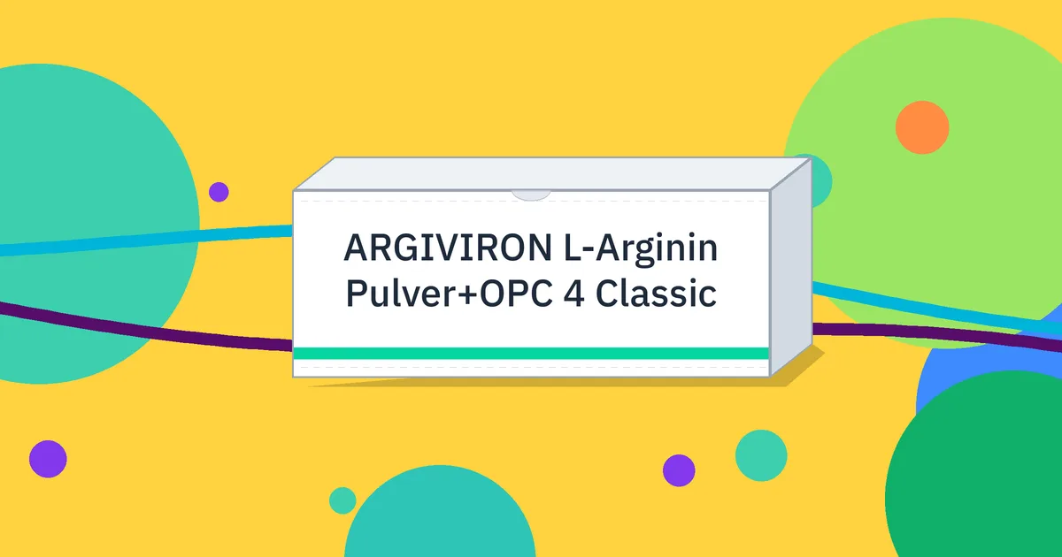 Symbolbild: Packung mit der Aufschrift ARGIVIRON L-Arginin Pulver+OPC 4 Classic (PZN 11703064) – Verfügbarkeit und Bezug in Apotheken in Frankfurt am Main