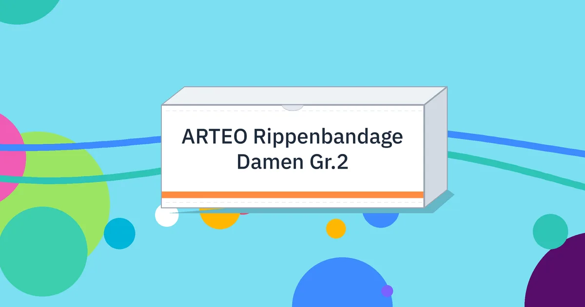 Symbolbild: Packung mit der Aufschrift ARTEO Rippenbandage Damen Gr.2 (PZN 12494898) – Verfügbarkeit und Bezug in Apotheken in Frankfurt am Main