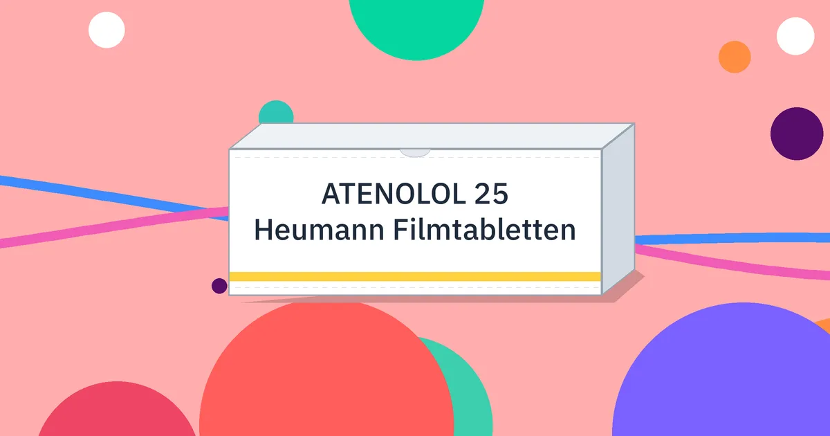 Symbolbild: Packung mit der Aufschrift ATENOLOL 25 Heumann Filmtabletten (PZN 03540599) – Verfügbarkeit und Bezug in Apotheken in Frankfurt am Main