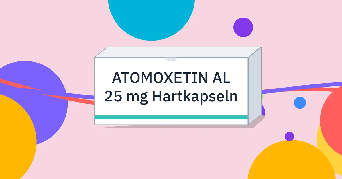 Symbolbild: Packung mit der Aufschrift ATOMOXETIN AL 25 mg Hartkapseln (PZN 14373957) – Verfügbarkeit und Bezug in Apotheken in Frankfurt am Main