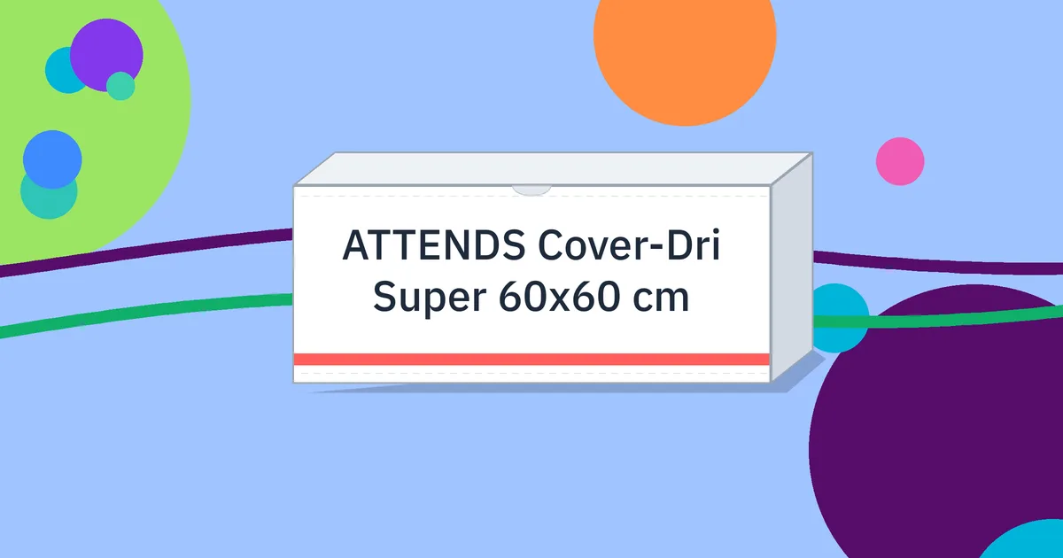Symbolbild: Packung mit der Aufschrift ATTENDS Cover-Dri Super 60x60 cm (PZN 01882953) – Verfügbarkeit und Bezug in Apotheken in Frankfurt am Main