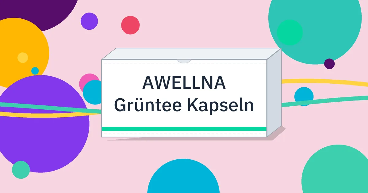Symbolbild: Packung mit der Aufschrift AWELLNA Grüntee Kapseln (PZN 16390380) – Verfügbarkeit und Bezug in Apotheken in Frankfurt am Main