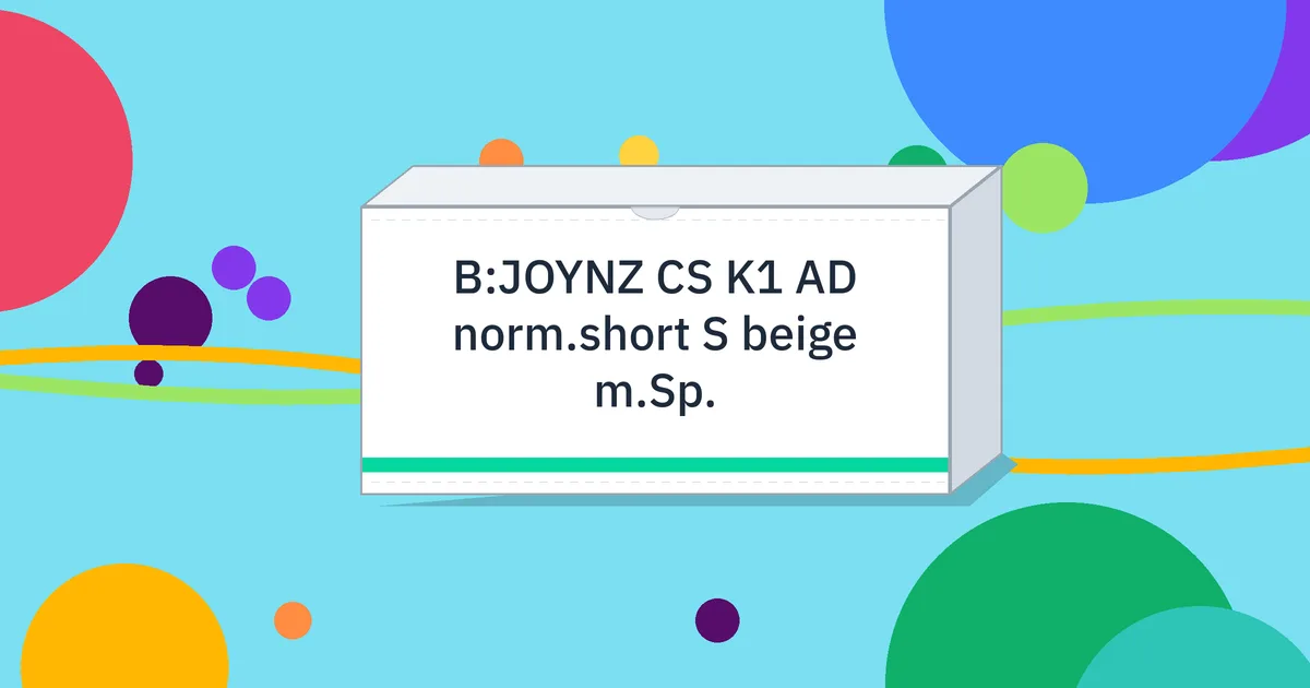 Symbolbild: Packung mit der Aufschrift B:JOYNZ CS K1 AD norm.short S beige m.Sp. (PZN 20524627) – Verfügbarkeit und Bezug in Apotheken in Frankfurt am Main